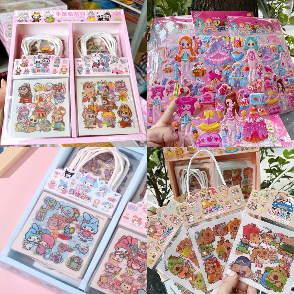 Cute cartoon 3D and 2D stickers for boys and girls, capy, labubu ...