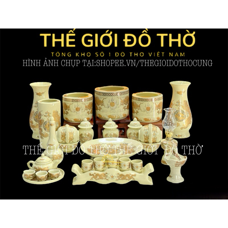 Creamy yellow enamel worship set - ancestral worship items for the god ...