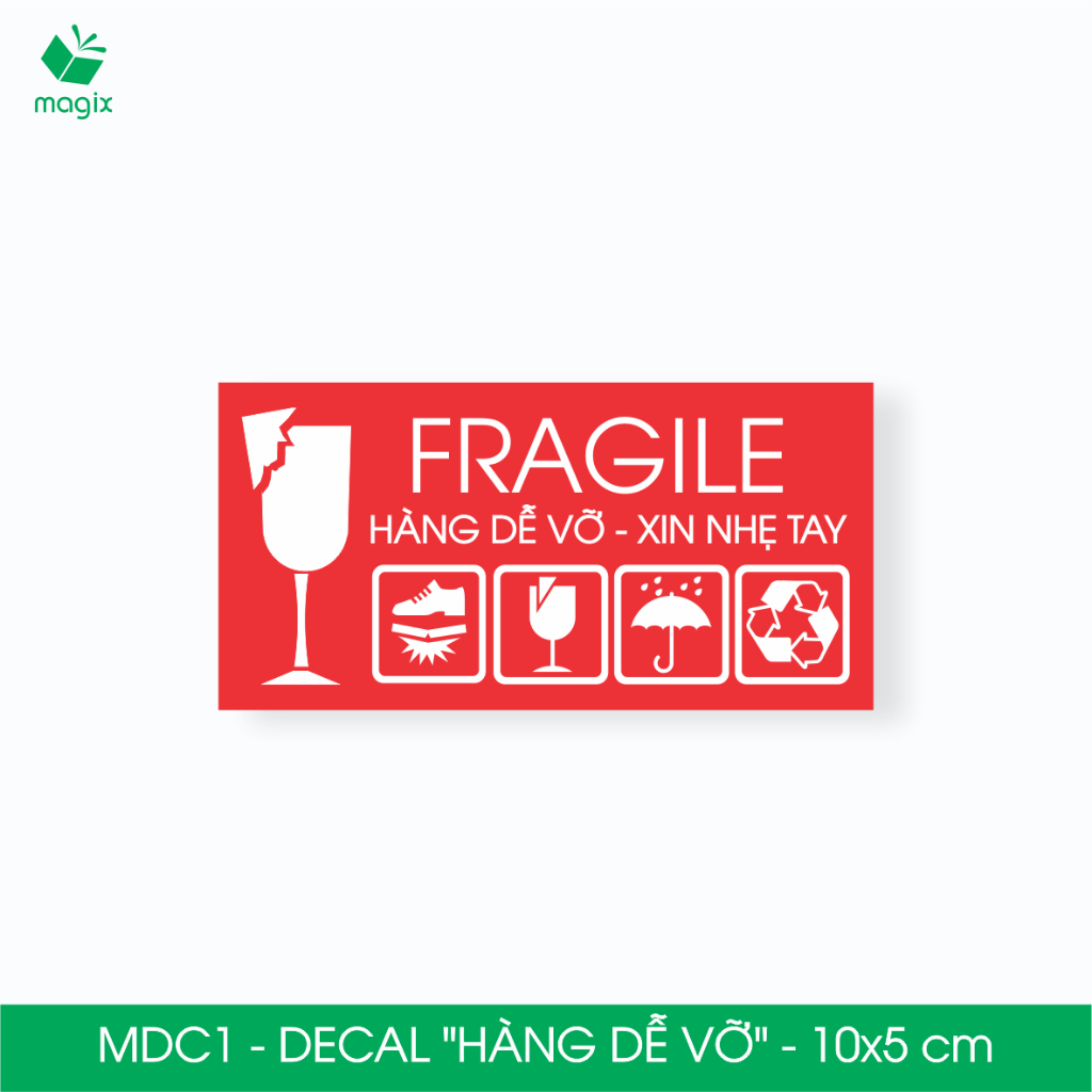 Mdc1 - 10x5 cm - 50 Fragile Decals - Fragile Goods Stickers - Adhesive ...