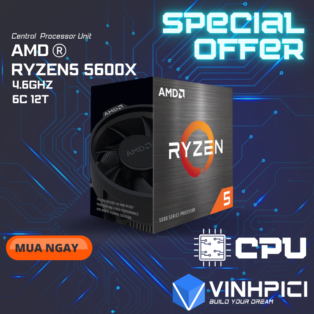 Amd Ryzen 5 5600X CPU (3.7GHz Boost 4.6GHz / 8 cores 16 threads / 36MB ...