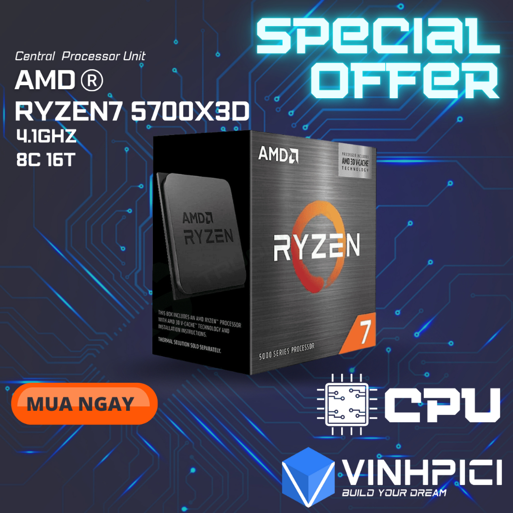 Amd Ryzen 7 5700X3D CPU (3.0GHz Boost 4.1GHz / 8 cores 16 threads / 96MB / AM4) [NEW] | Shopee ...