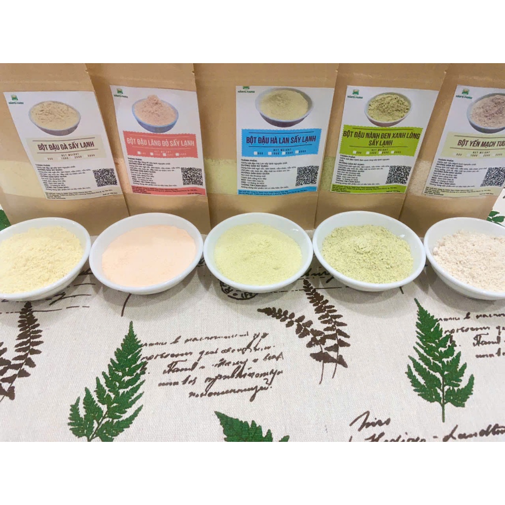 3 types of freeze-dried powder: red lentils powder, peas, fresh oats ...