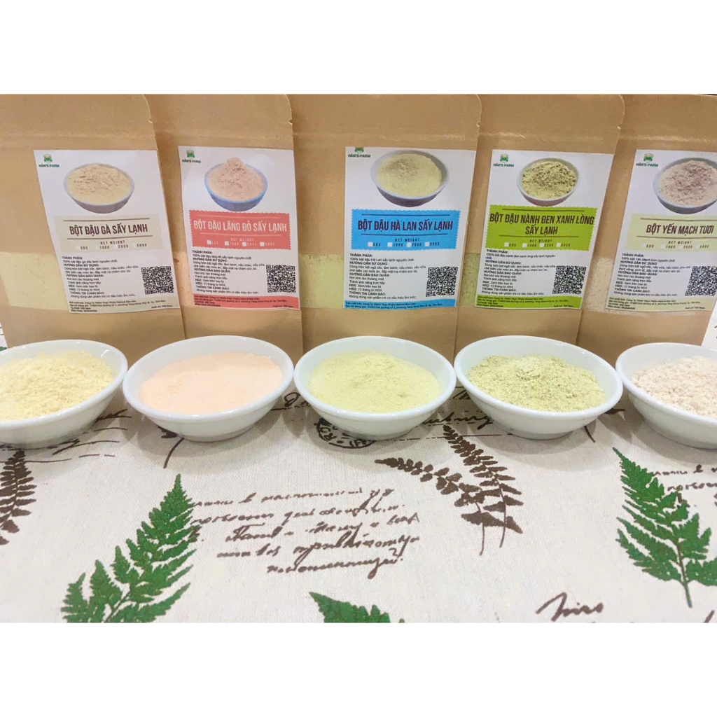 3 types of freeze-dried powder: chickpea powder, peas, green black ...