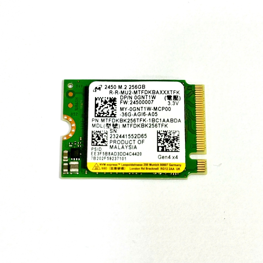 Ssd M2 NVMe PCI-e Micron 2450 2230 256GB GEN 4x4 | Shopee Singapore