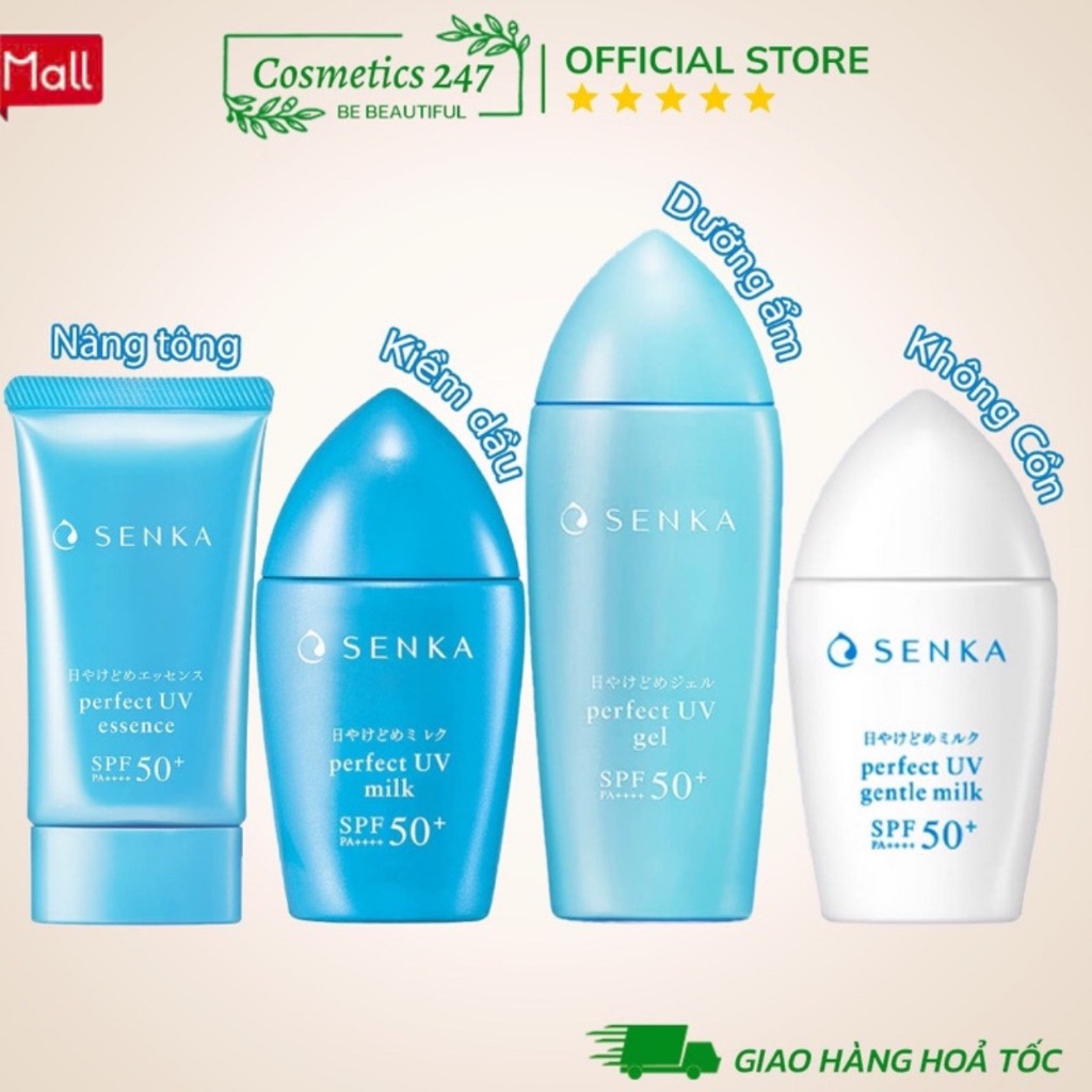 Senka Perfect UV Sunscreen Milk 40ML & Gel 80ML & Essence 50G | Shopee Singapore