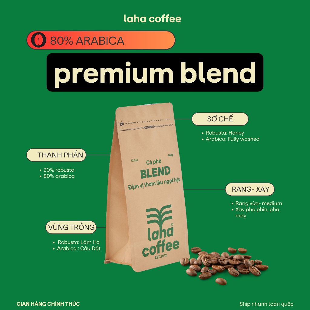 Laha Blend premium COFFEE 20% Robusta + 80% Arabica granules, filter ...