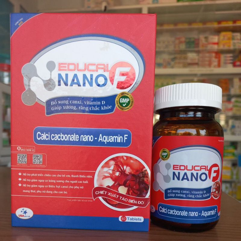Educal Nano F calcium and vitamin D supplement box of 30 tablets ...