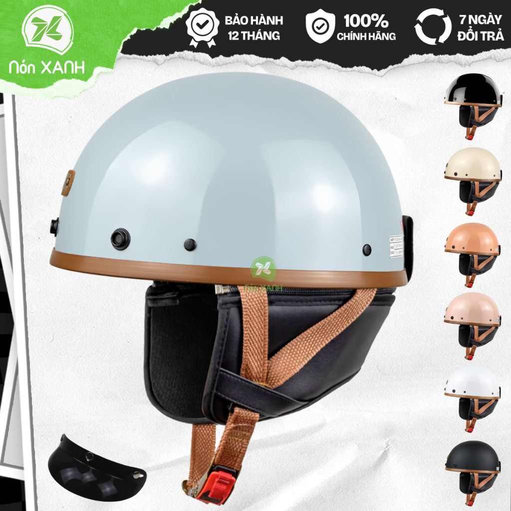Varo PUG Version Harley Helmet with Brown Edge and Leather Cover ...