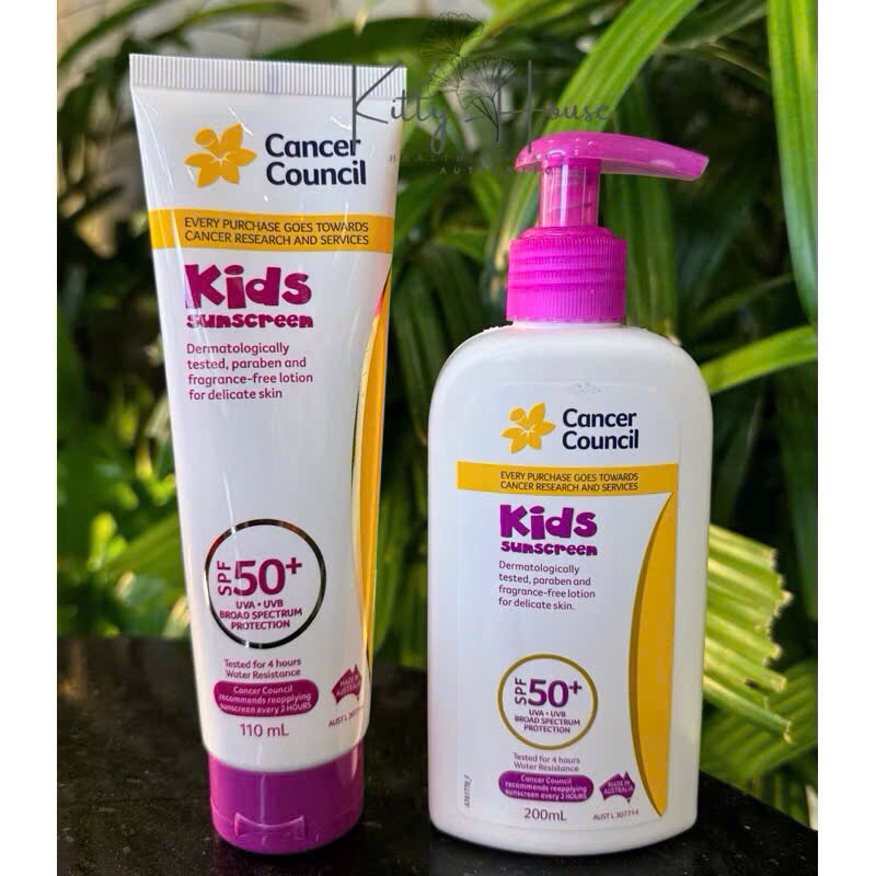 Cancer Council SPF 50+ Kids sunscreen for children 110ml tube and 200ml ...