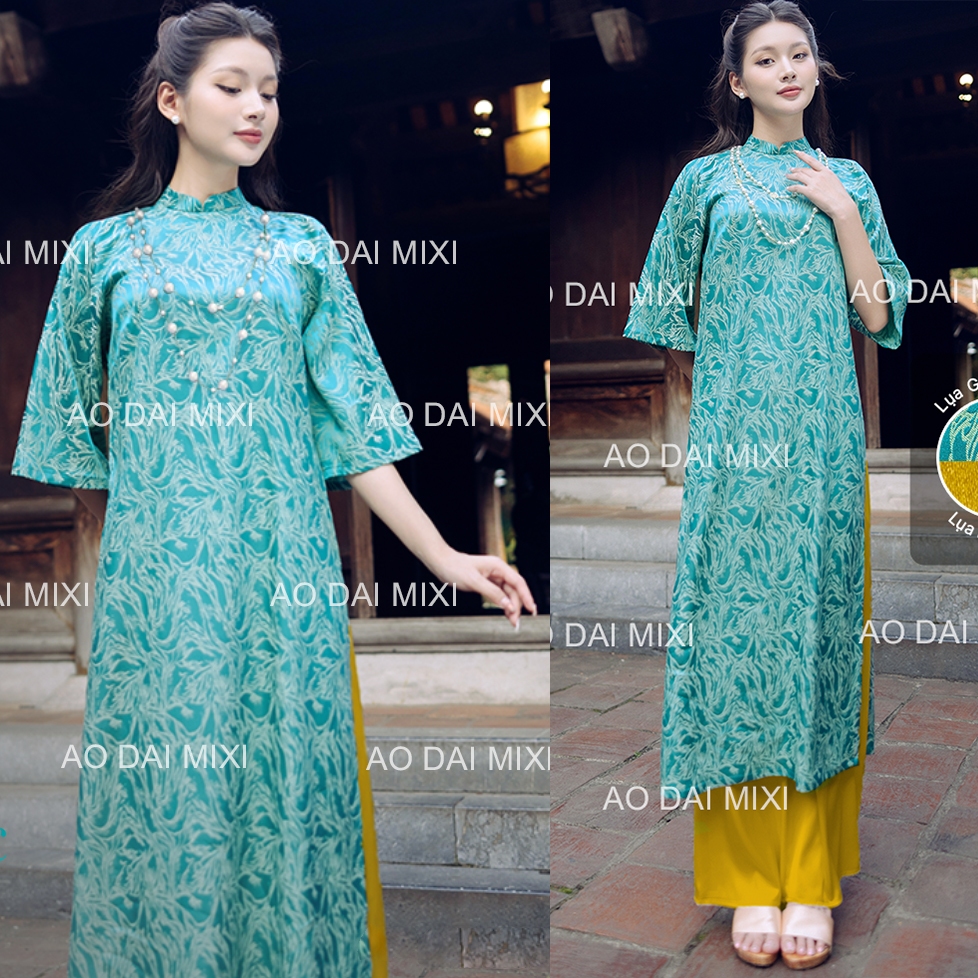 Modern, loose-fitting ao dai made of high-quality brocade, beautiful ...