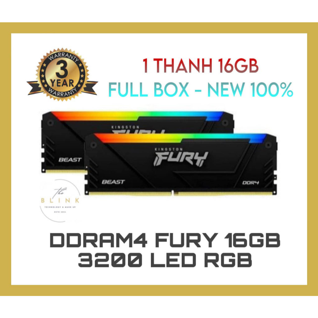 Ram Kingston Fury Beast Led Rgb 16gb buss 3200 New(1 bar 16gb) | Shopee ...