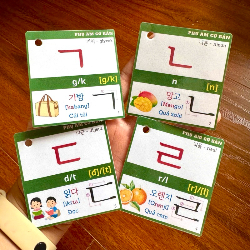 [Korean Flashcard]-set of 40 Hangeul Korean Alphabet Learning Cards for ...