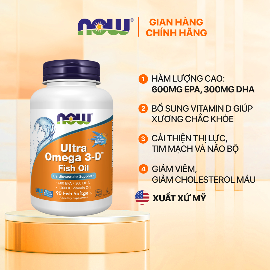 Ultra Omega 3D Now fish oil adds vitamin D3, supports bones and joints ...