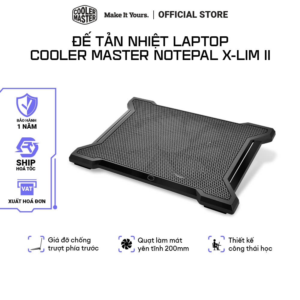 Cooler Master Notepal X-Slim II Laptop cooling pad, 200mm fan, supports ...