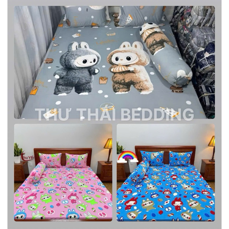 Sheet set 4 Piece LABUBU Korean cold elastic high quality 3D printed ...