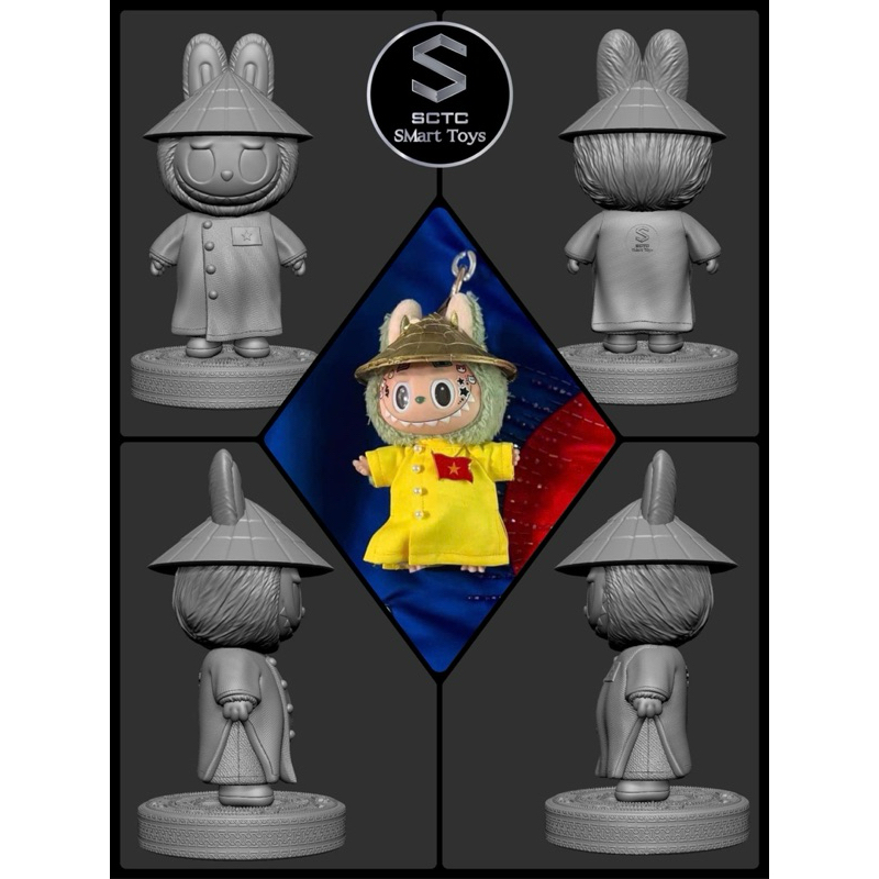 Labubu COLORING STATUE DESIGN MODEL, Labubu Ao Dai, Vietnam Flag ...