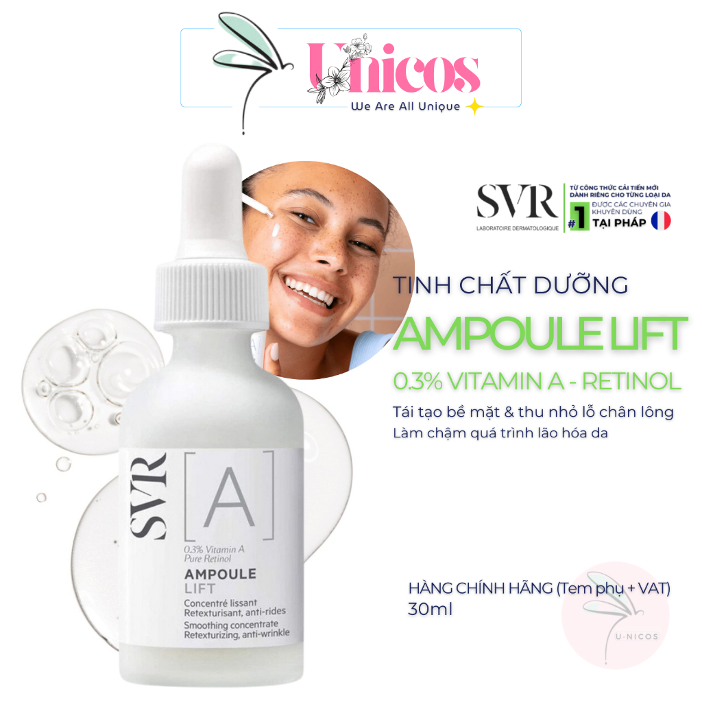 Serum SVR [A] Ampoule Lift 0.3% Retinol Soothes Skin, Limits Aging 30ml ...