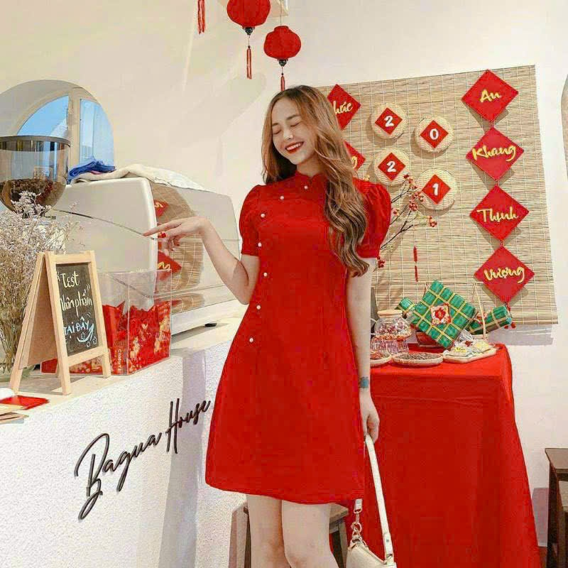 Women's fashion CNY dress mixed for luxurious parties made of cool ...