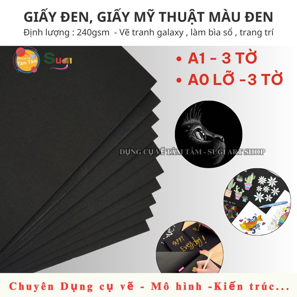 [ Tam TAM ] Large Size black paper A1 / A0 MISS - 240GSM, Large black ...