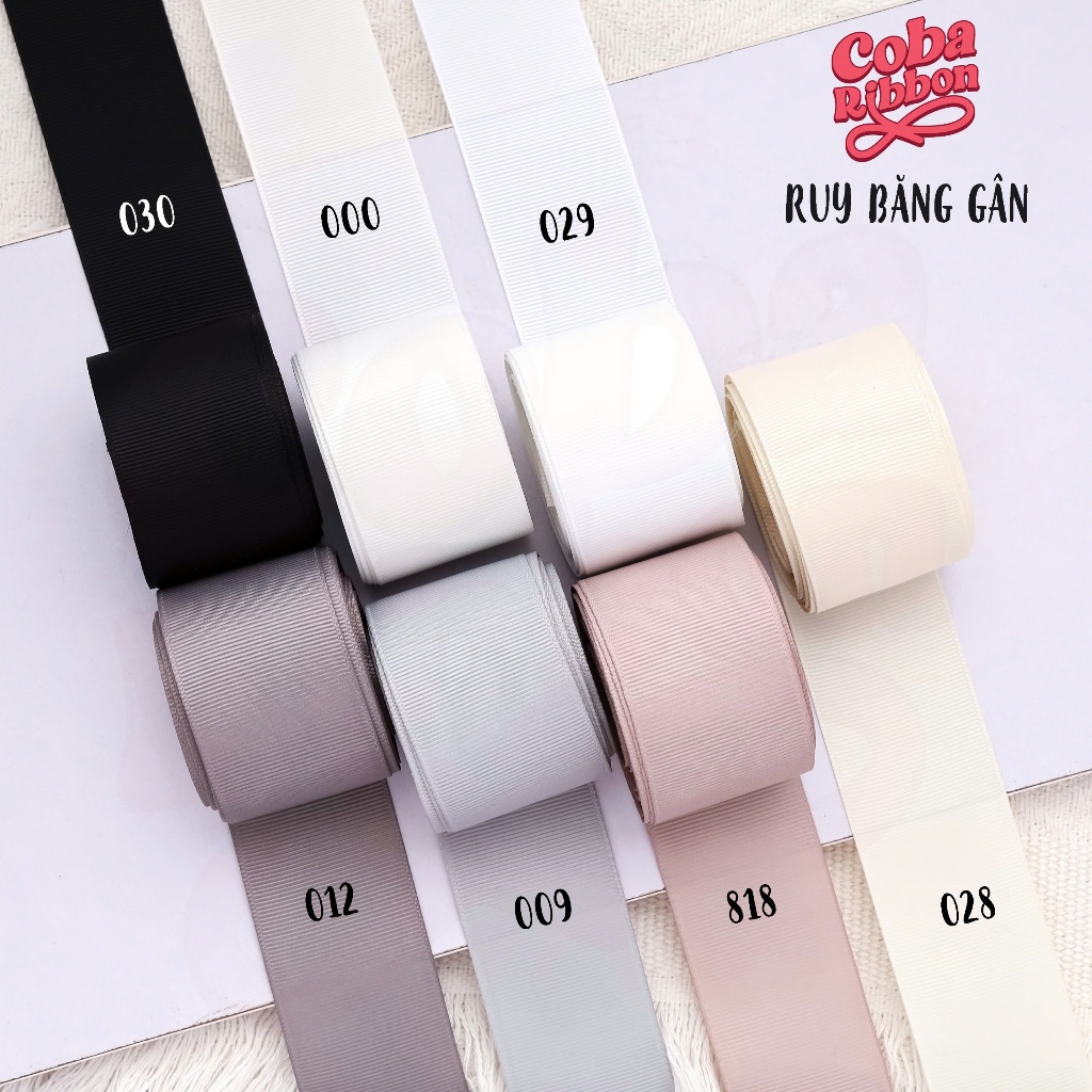 5 meters - Thick double-sided premium ribbed ribbon (Black and White ...