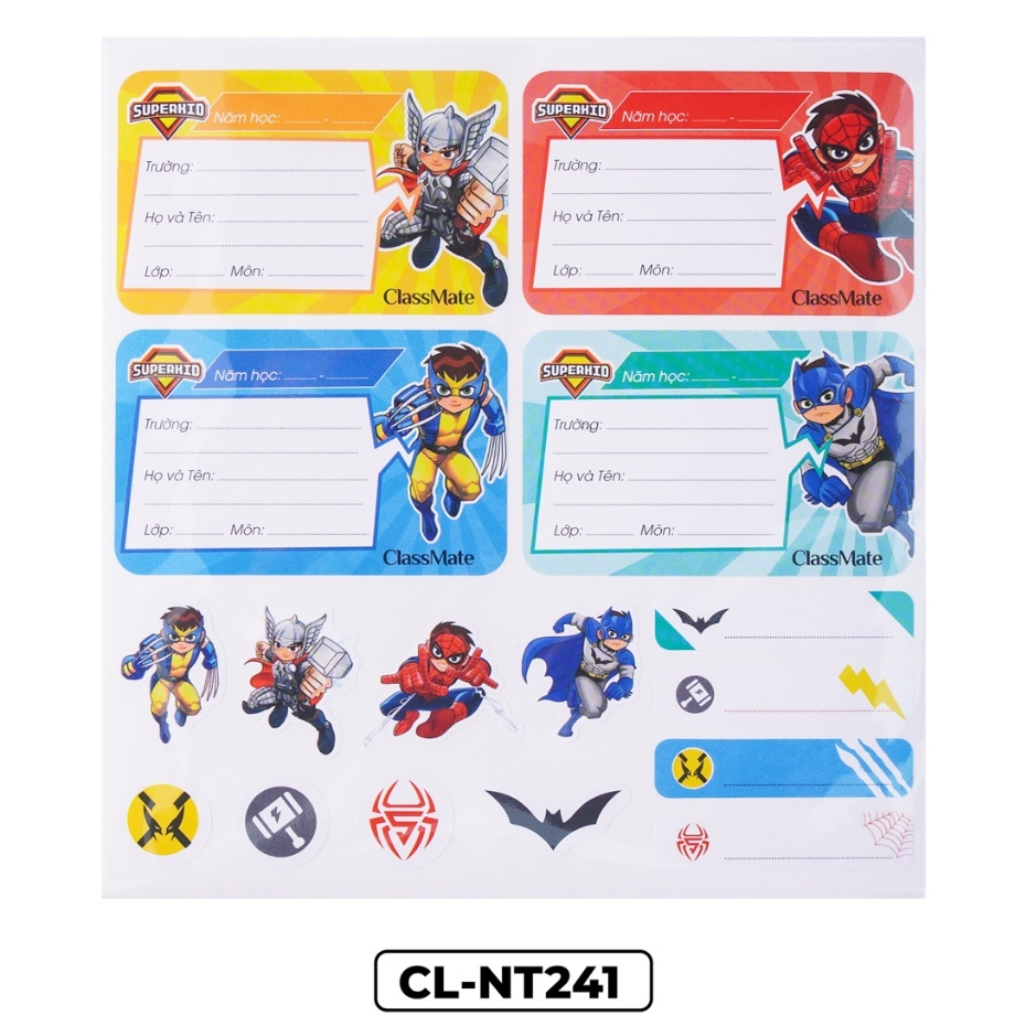 ClassMate Superman notebook labels with stickers NT241 - 12 Labels/Bag ...