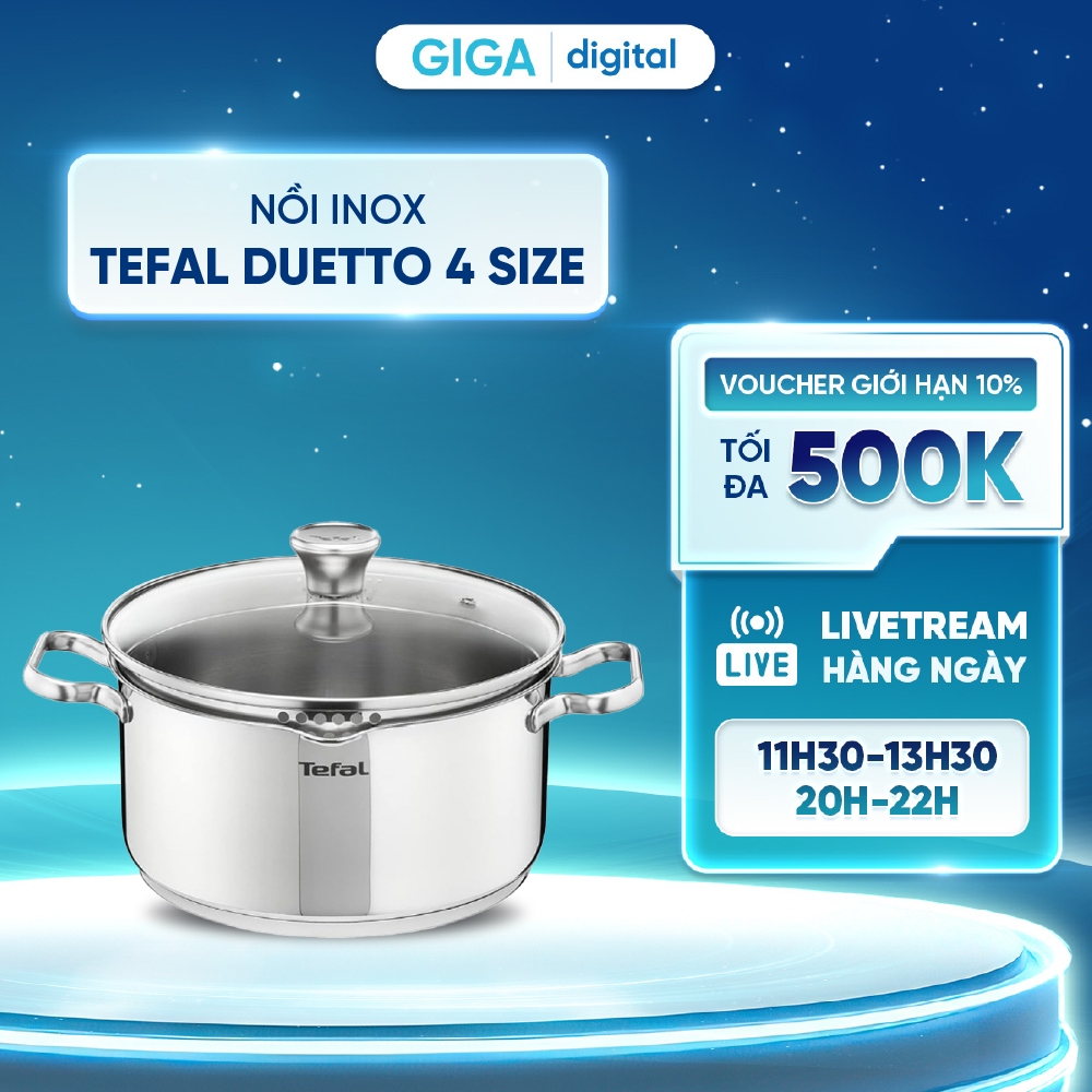 Tefal Duetto stainless steel pot 4 sizes 18cm/20cm/24cm/28cm - Comes ...