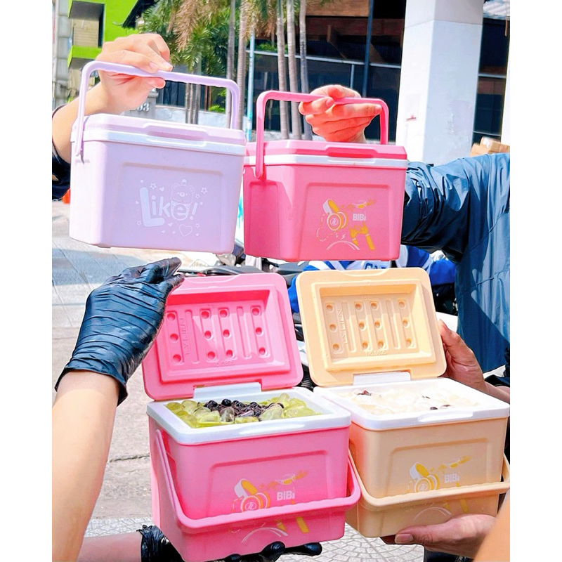 Bibi 1.5L mini rectangular thermos ice bucket for full topping milk tea ...