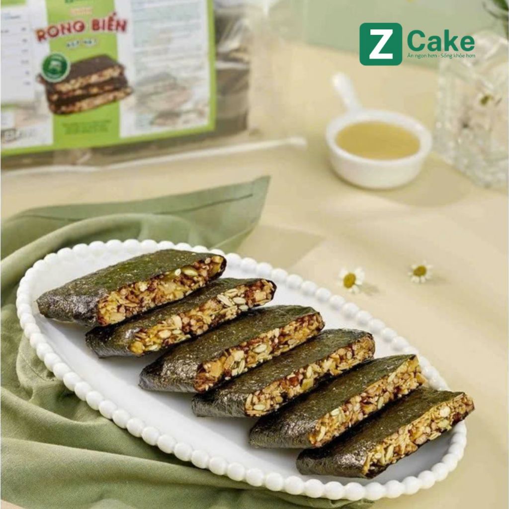 Seaweed bar sandwiched with brown rice mixed with seeds using algae ...