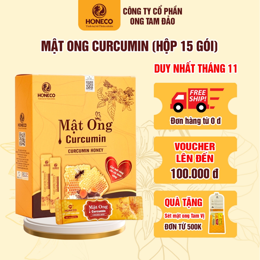 Honeco Turmeric Honey Curcumin (Convenient box of 15 packs) - Improves the digestive system, for ...