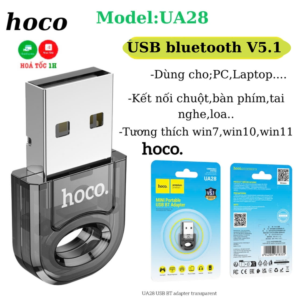USB bluetooth Hoco UA28 wireless V5.1, supports bluetooth transmitter ...