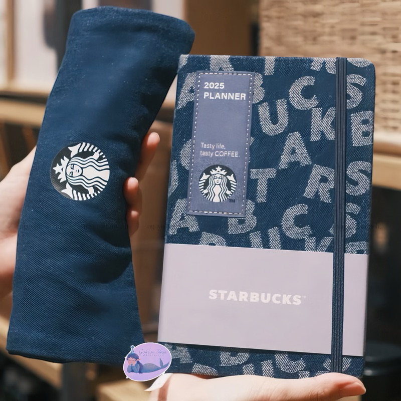 [Dark Color] STARBUCKS TAIWAN PLANNER 2025 NOTEBOOK SET WITH DENIM TOTE ...