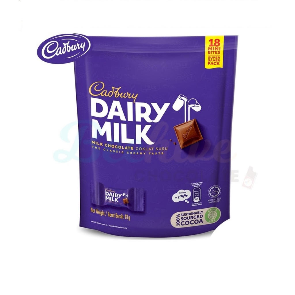 Cadbury Dairy Milk Chocolate 81G - Milk flavor(4,5G X 18 Tablets ...