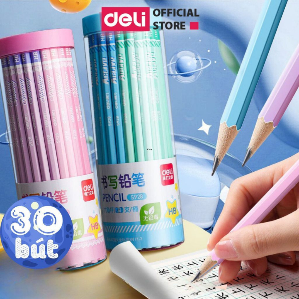 Box of 30 Hexagonal Pencils 2B HB Pastel Cute Deli - Easy to Sharpen ...
