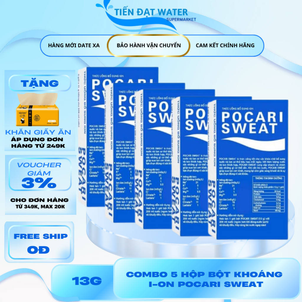 Combo of 5 Boxes of Pocari Sweat Instant Drink Powder (Box of 5 Packets ...