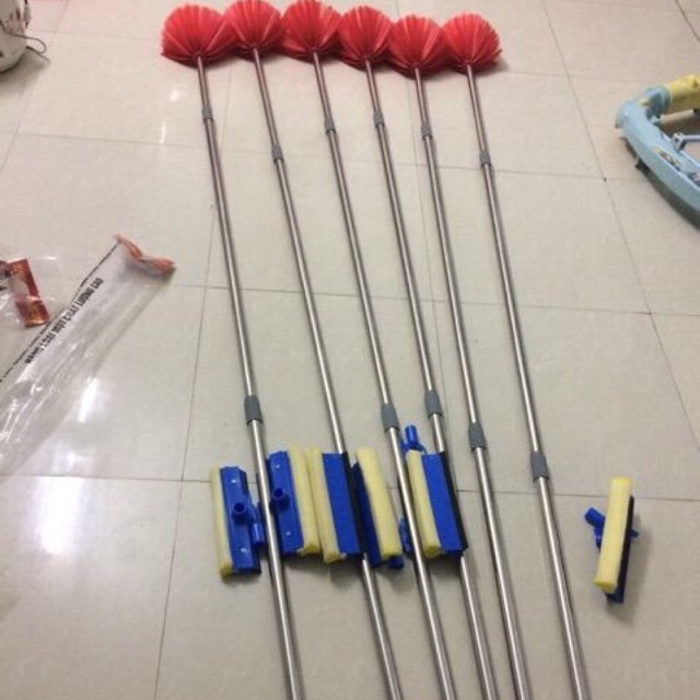 3-function shortened ceiling broom, 3m long, anti-rust stainless steel ...