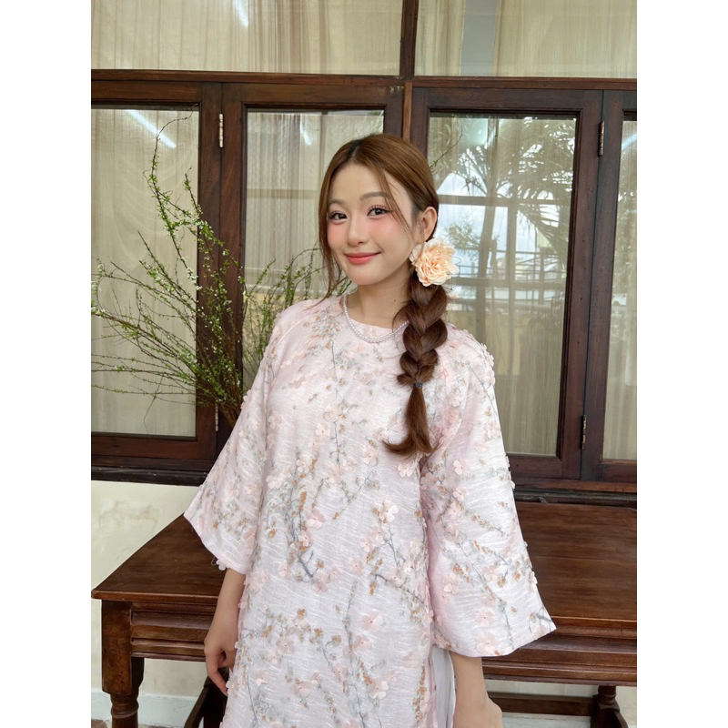 Buddies | 2-layer "Xuan Dan" Floral Ao Dai Set | Shopee Singapore
