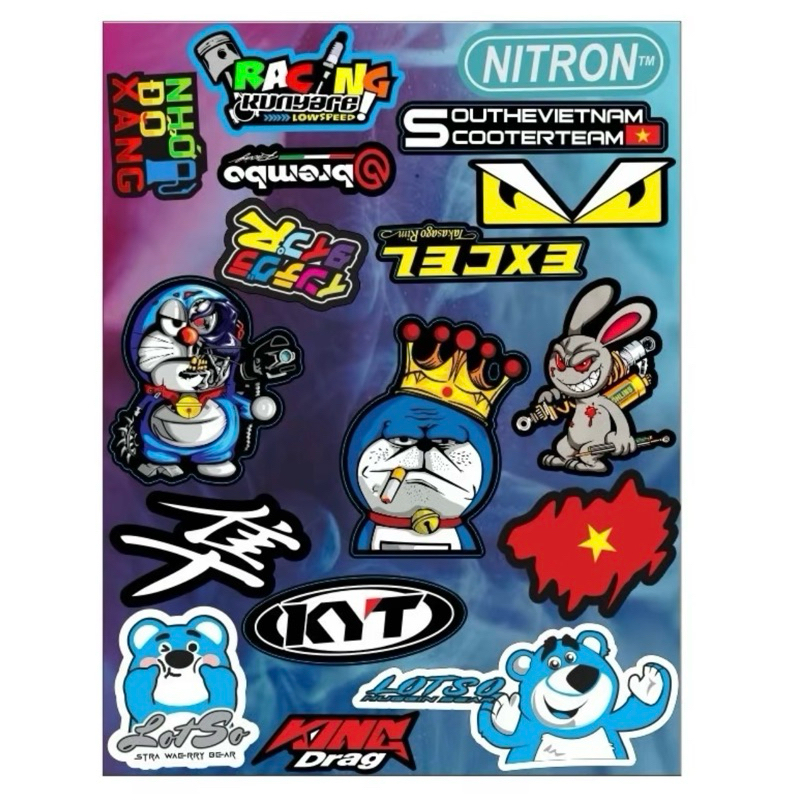 Logo sticker mini doraemon Chinese flag eye southvietnam kyt bear ...