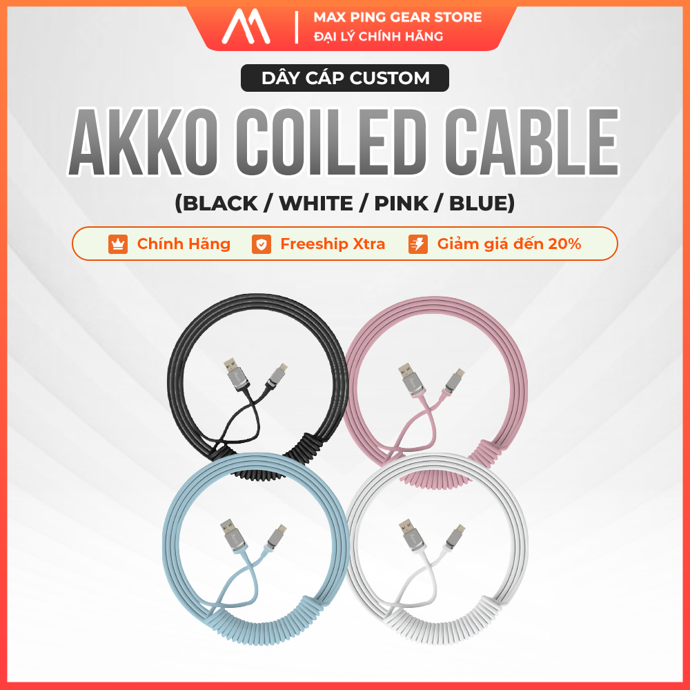 Akko Coiled Cable Custom Mechanical Keyboard Cable (Black / White ...