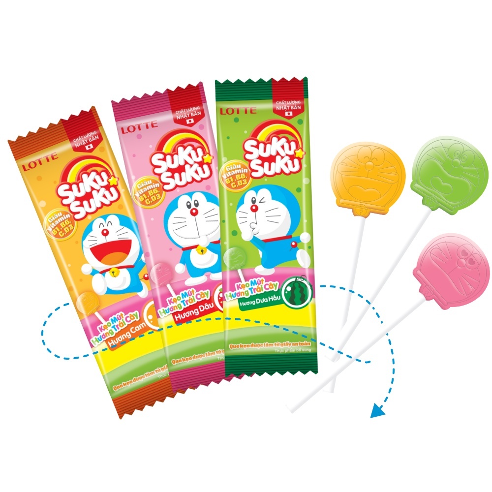 Doraemon Suku Suku Lotte Fruit Lollipops 8g Assorted Flavors | Shopee ...