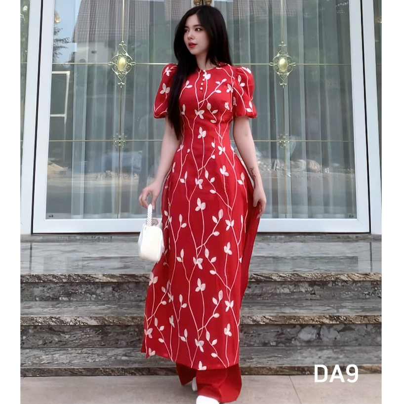 Da9 LEOSWEARING innovative red ao dai set | Shopee Singapore