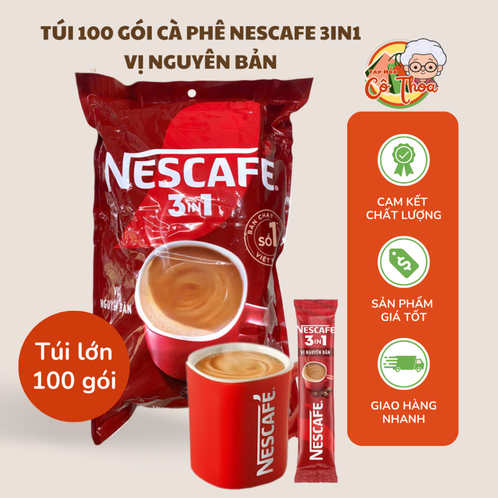 Bag of 100 Packs of Nescafe 3 in 1 Coffee Original Flavor 16g x 100 ...