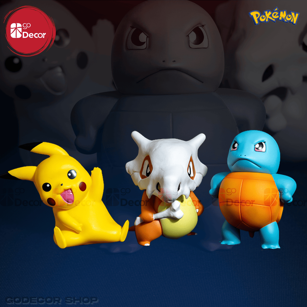 Pokemon Model Set of 3 Pikachu, Cubone, Squirtle Super Beautiful 17cm ...