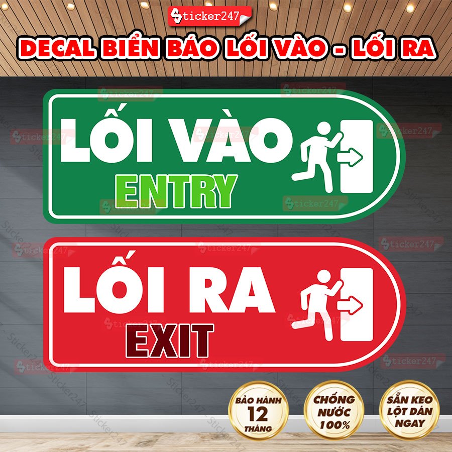 Entrance Sign Decal Entry and Exit Entrance Sign - Door Sticker ...
