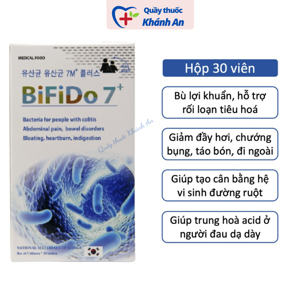 Bifido 7+ Probiotics Supplement probiotic strains, colon tablets, constipation Box of 30 tablets ...