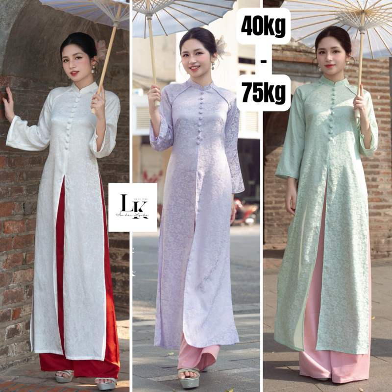 Modern ao dai with slits, four-piece ao dai, brocade ao dai, bigsize ao ...