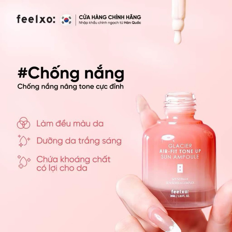 Genuine COSMETICS Korean Glacier Ampoule Feelxo Sunscreen Essence 30ml ...