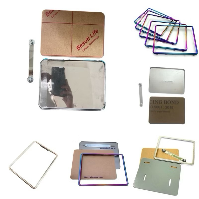 [COMBO] Stainless Steel Motorcycle License Plate Frame Set - pressed ...