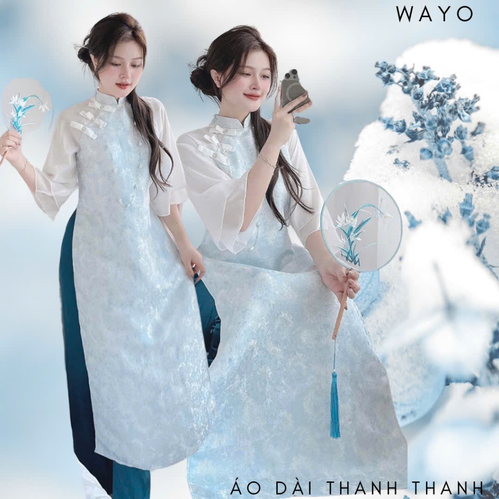 [Thanh Thanh Ao Dai] WAYO ao dai Set with innovative design and bow tie ...