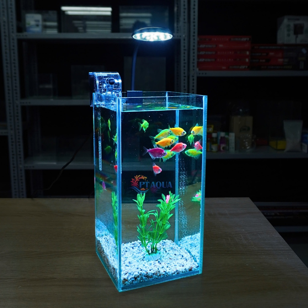 Mini Desktop Fish Tank with Vertical Pillar 15x15x30cm Suitable for ...