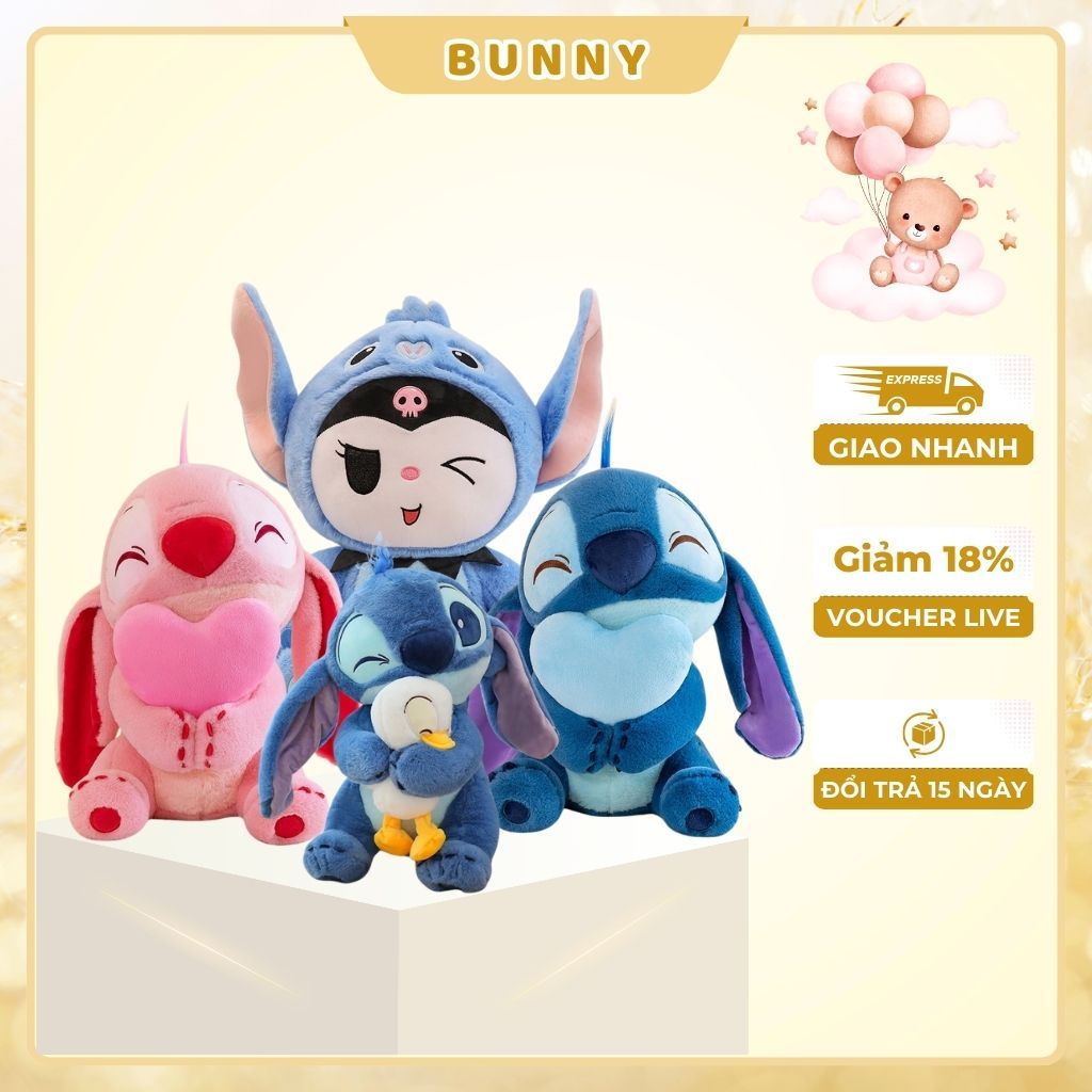 Stitch teddy bear holding a duck, BUNNY mini slanted eye koromi teddy ...
